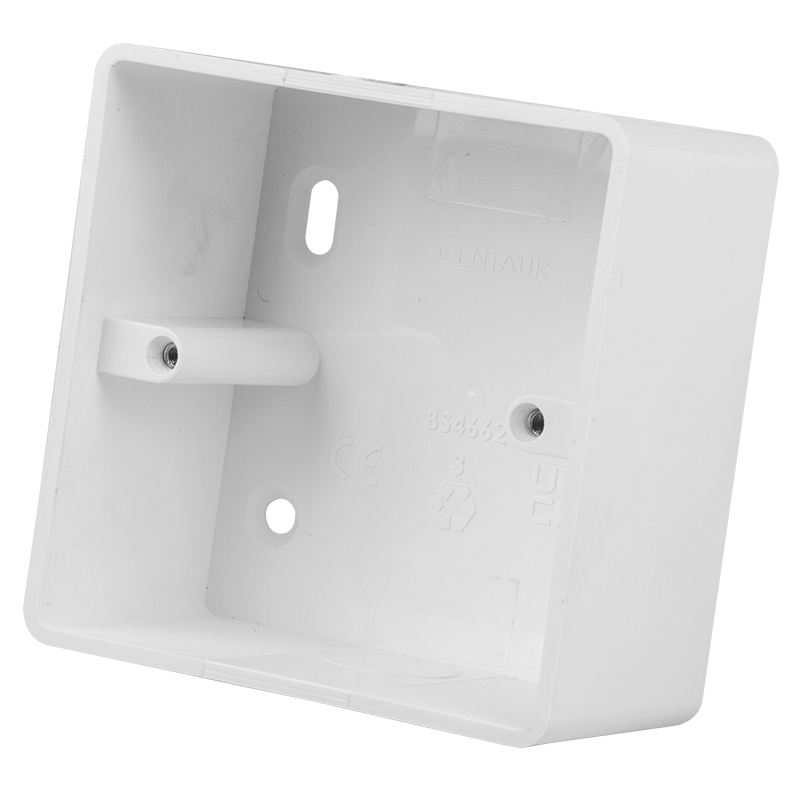 1 Gang 47 mm PVCu Surface Box Round Corners 20 mm KO White - Centaur